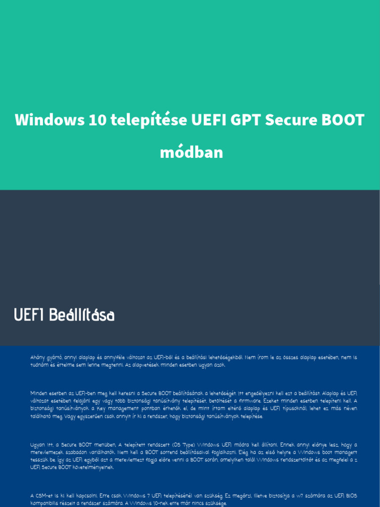 Windows 10 Telepítése UEFI | PDF