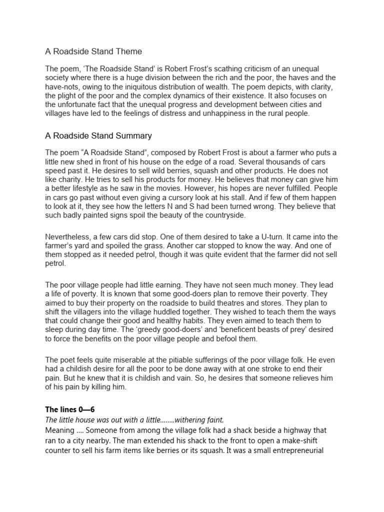 A Roadside Stand Theme | PDF