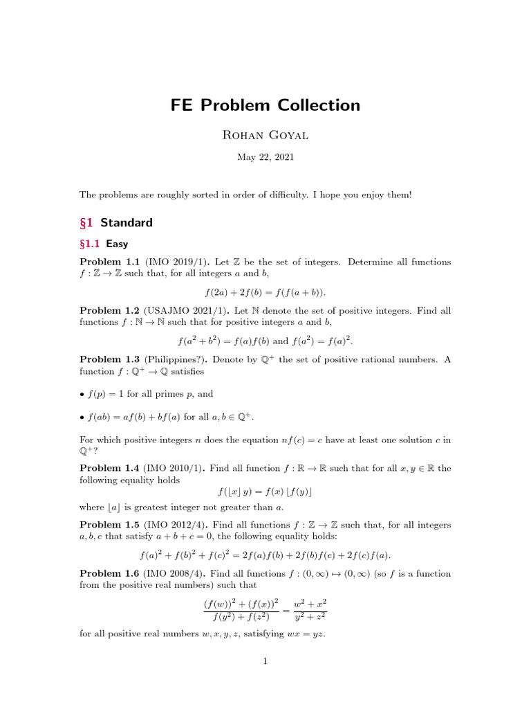 FE Collection | PDF | Function (Mathematics) | Polynomial