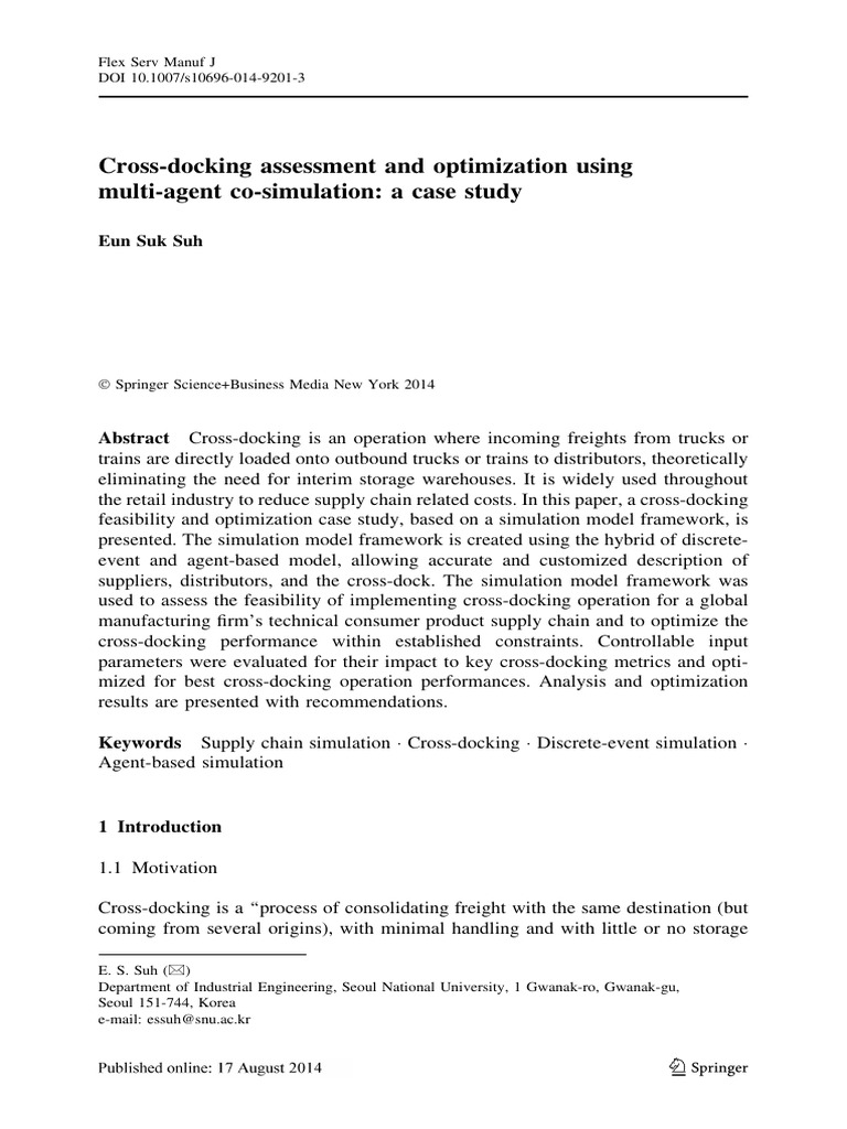 Cross-docking assessment and optimization using multi-agent co-simulation | PDF | Supply Chain ...