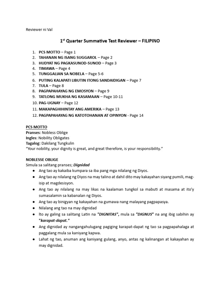 FILIPINO-1st-QST-Reviewer | PDF