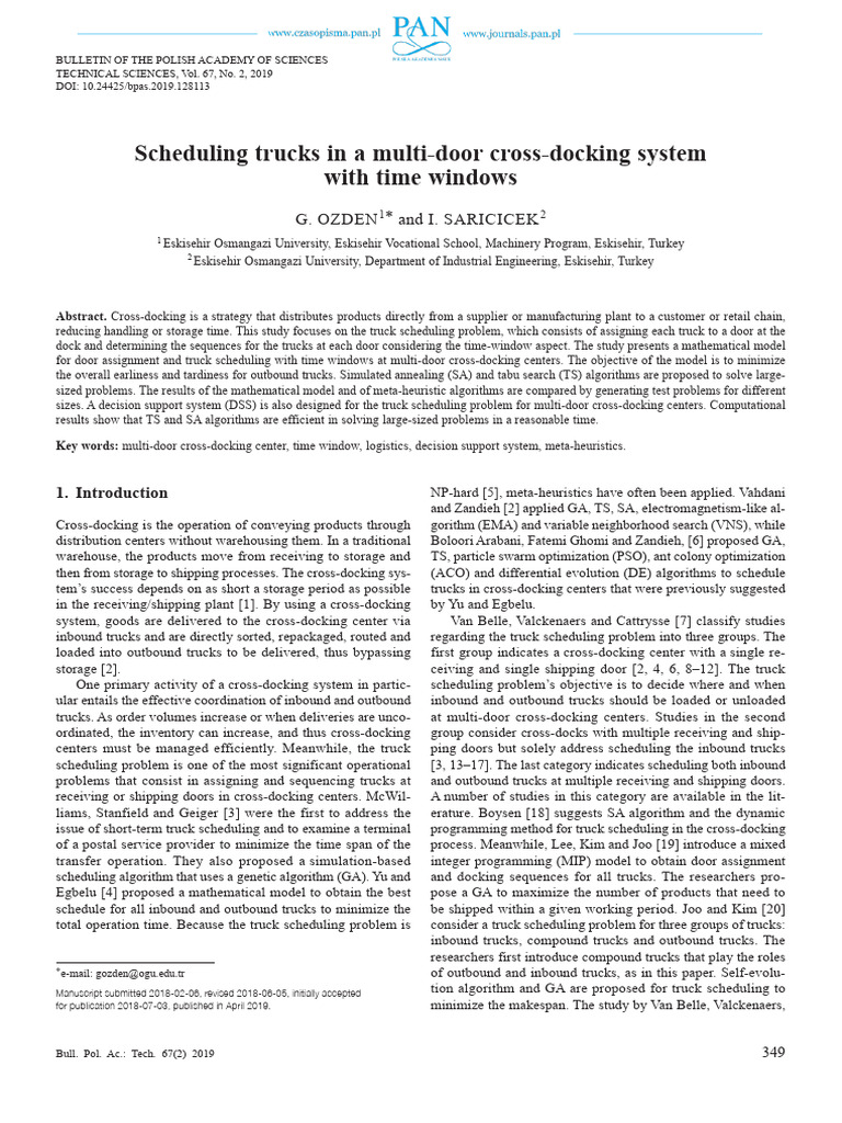 Scheduling Trucks in A Multi-Door Cross-Docking Sy | PDF | Metaheuristic | Decision Support System