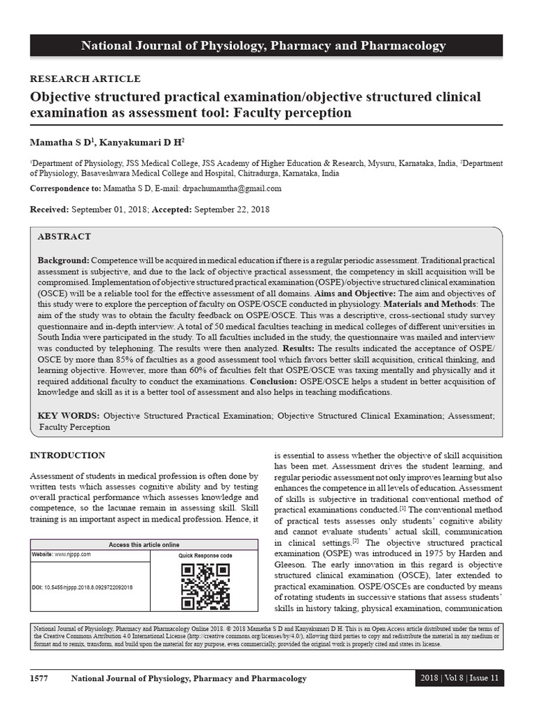 Objective Structured Practical Examination/objective Structured Clinical Examination As ...
