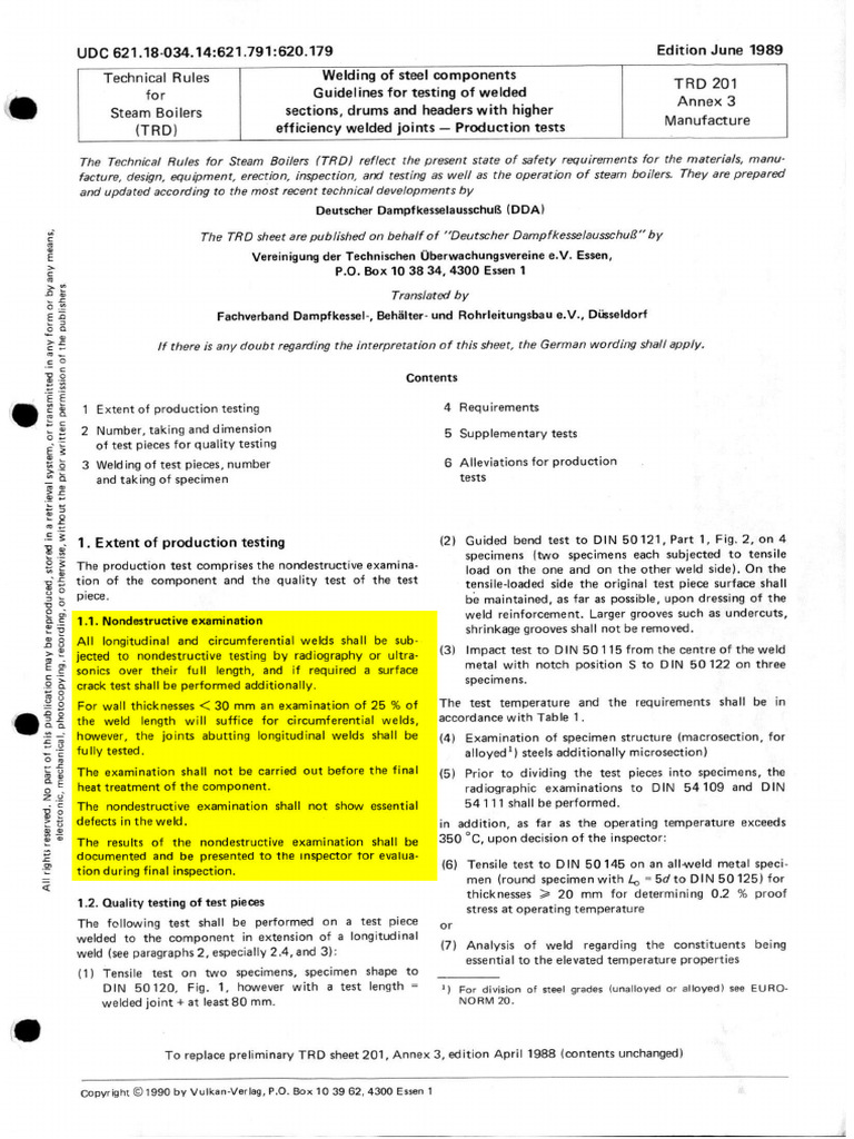 TRD 201 - Welding - Production Tests | PDF