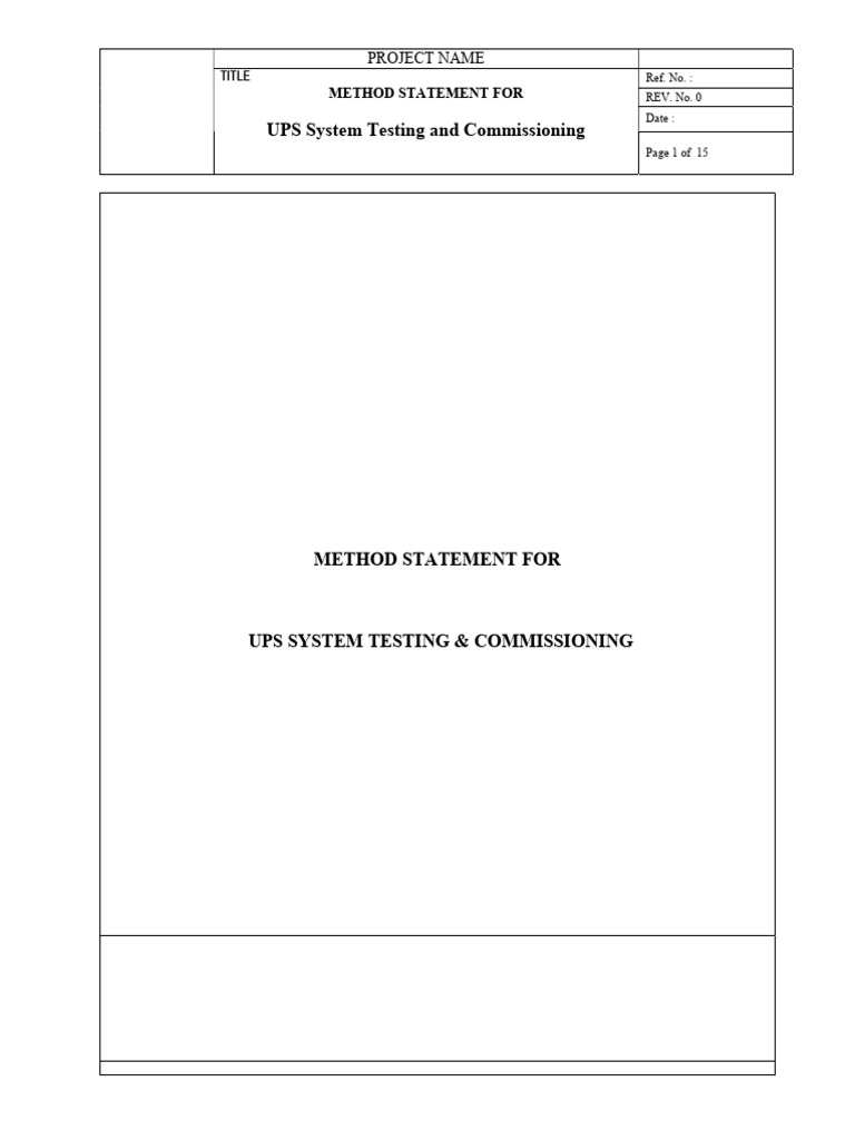 Method Statement For Ups System Testing And Commissioning Pdf Power