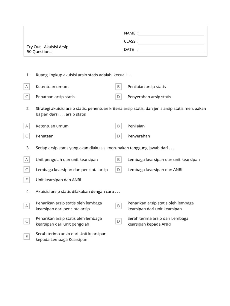 Try Out - Akuisisi Arsip | PDF