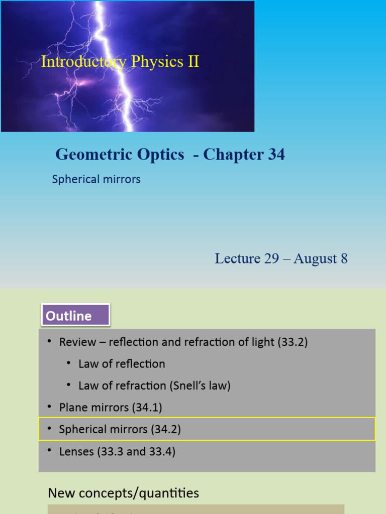 Spherical Mirrors in Geometric Optics | PDF | Optics | Mirror