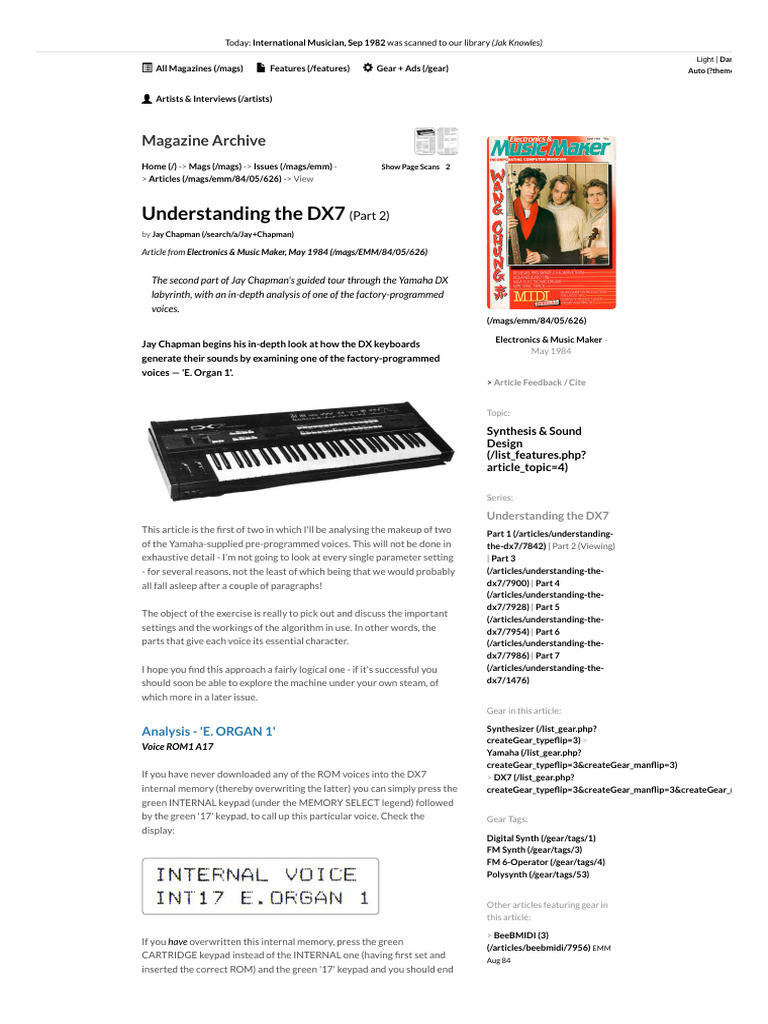 Understanding the DX7 (EMM May 84) | PDF