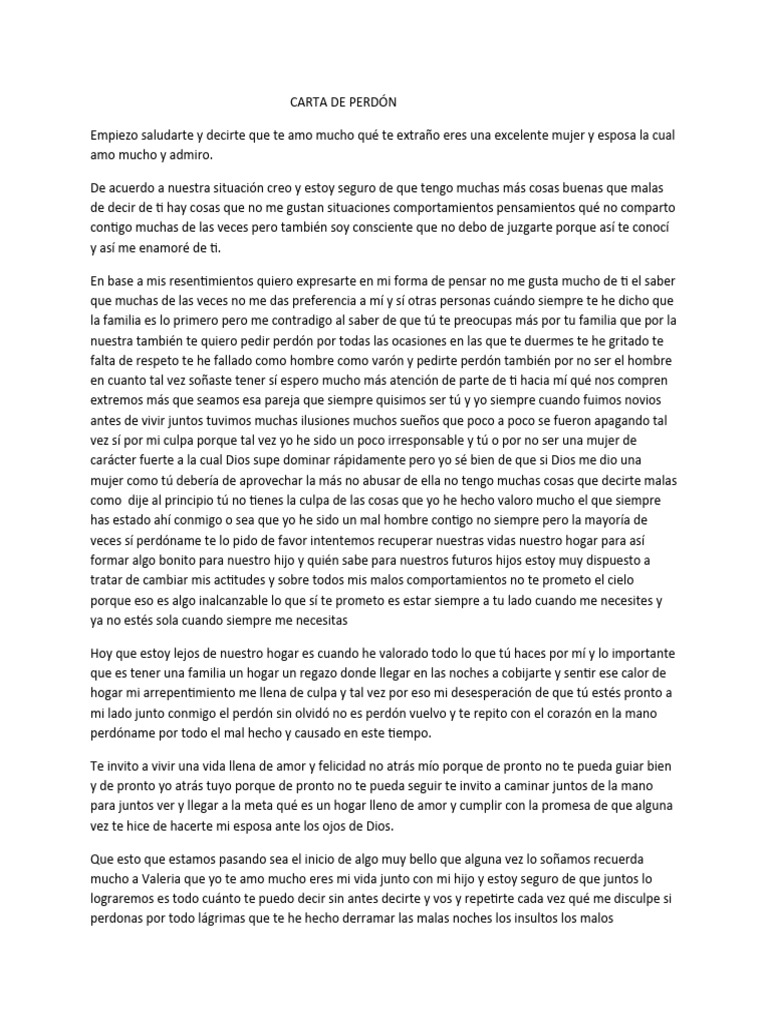 Carta de Perdón-wps Office | PDF | Perdón | Amor