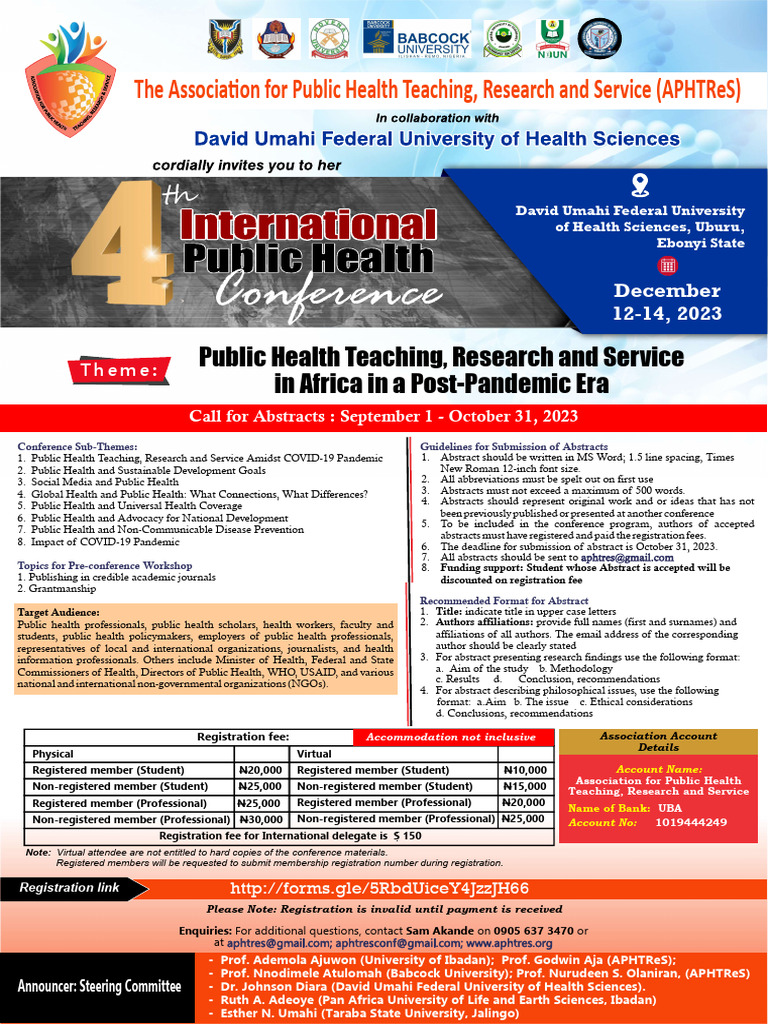 4th Public Health Conf. Abstract Revised 29-8-2023..... Yy | PDF | Public Health | Abstract ...