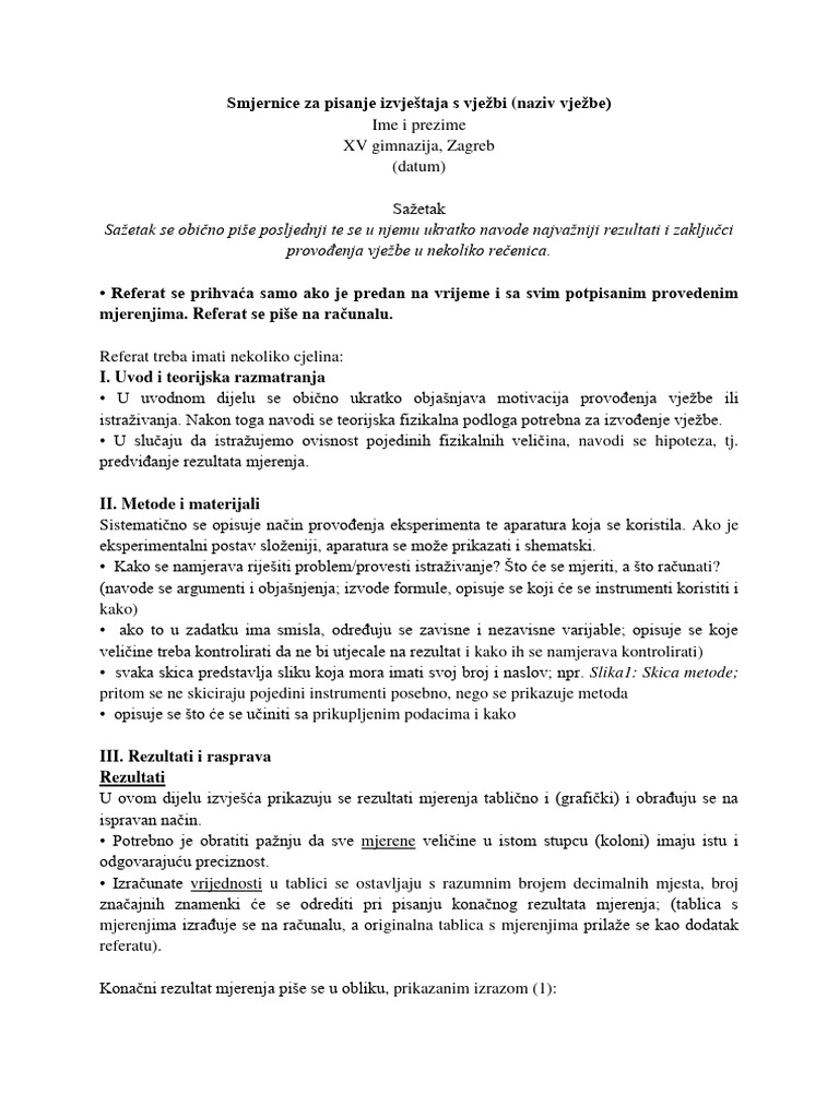Smjernice Za Pisanje Referata | PDF