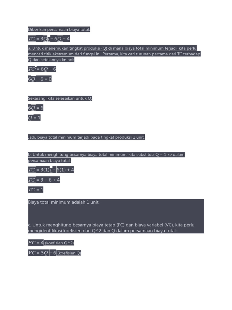 Biaya Total Minimum Adalah 1 Unit | PDF | Sains & Matematika | Teknologi & Rekayasa