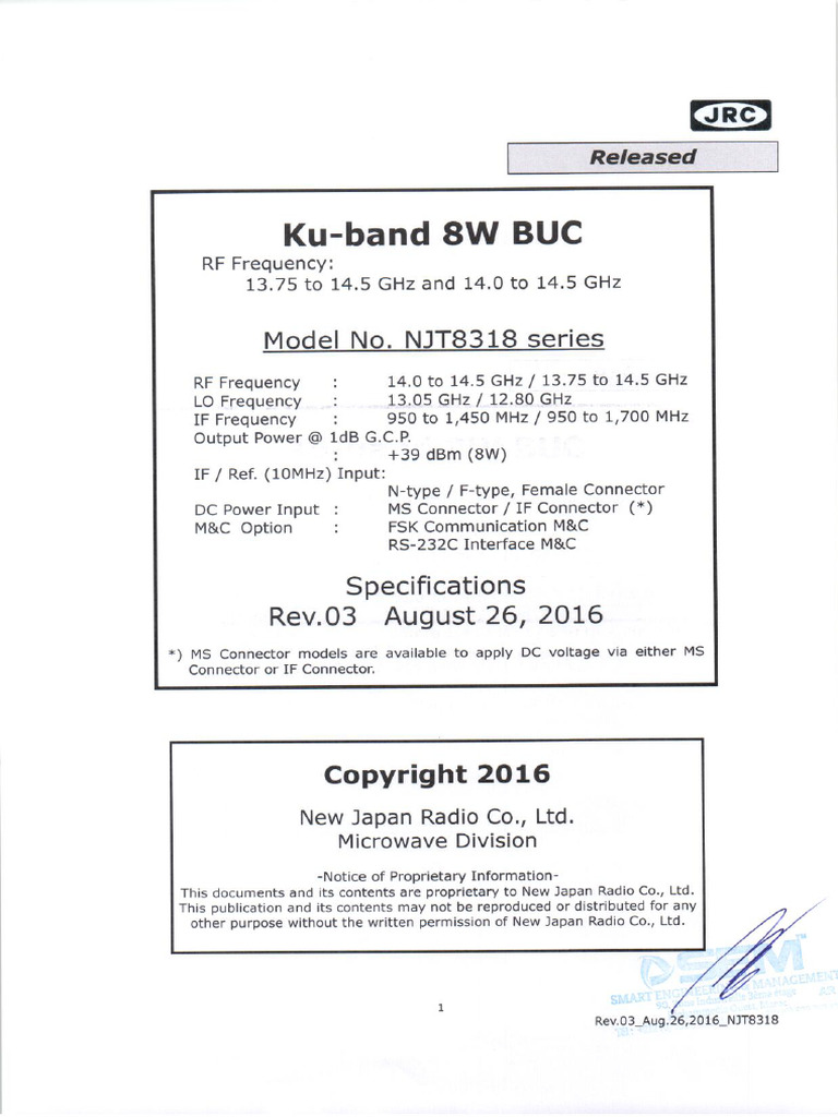 12-Ku - Band 8w Buc Datasheet | PDF