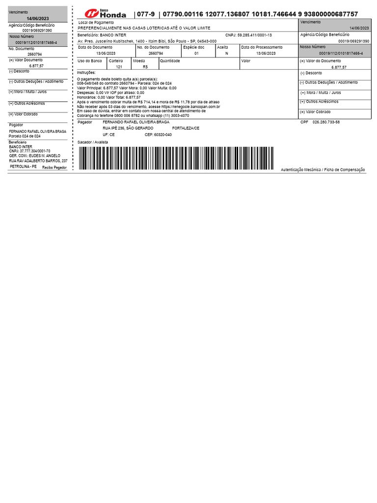 Boleto Matriz - Banco Pan | PDF