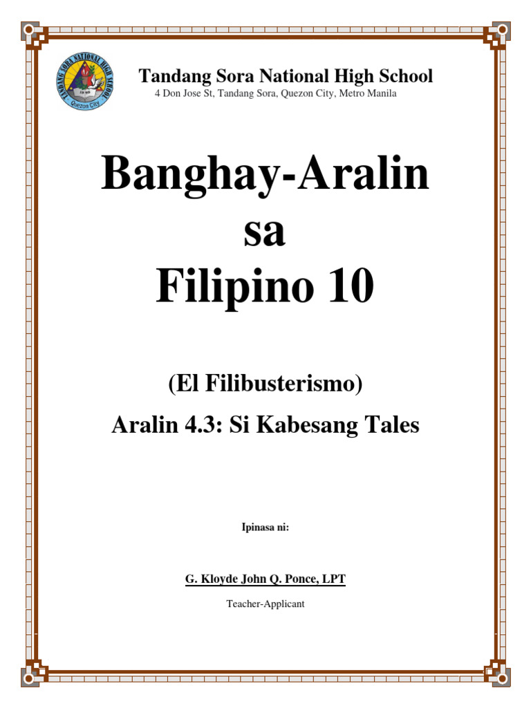 Banghay Aralin Sa Filipino | PDF