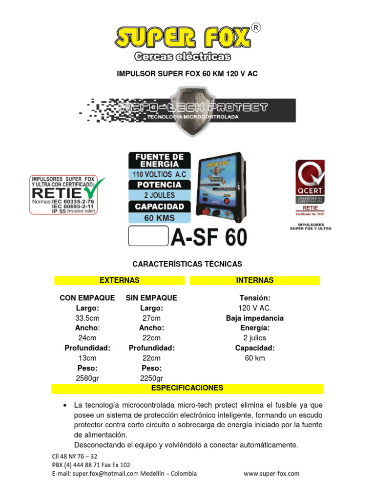 IMPULSOR SUPER FOX 60 KM 120 V AC | PDF