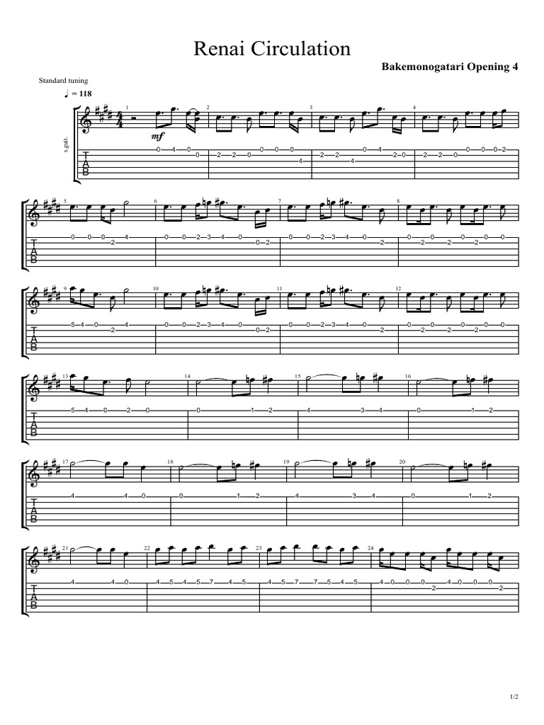 Bakemonogatari - Renai Circulation (Opening 4) - Easy Version | PDF ...