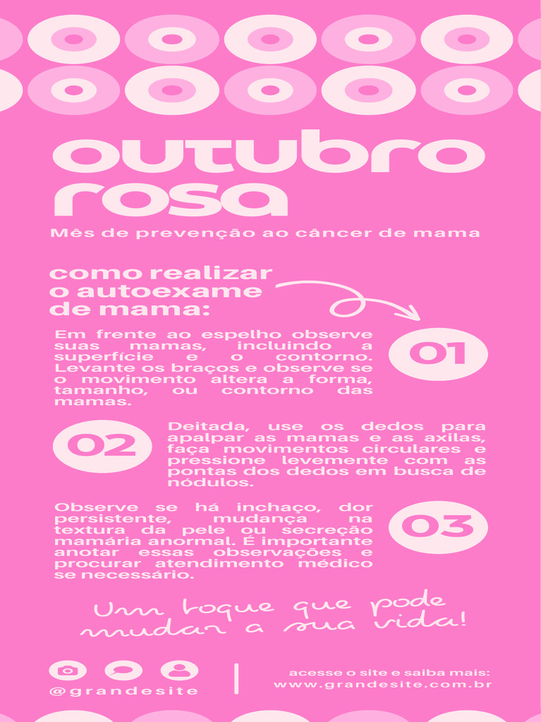 Infográfico Autoexame de Mama Outubro Rosa Moderno Rosa e Branco | PDF