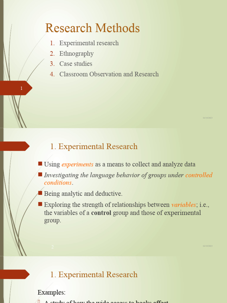 2 Research Methods | PDF | Experiment | Cognition