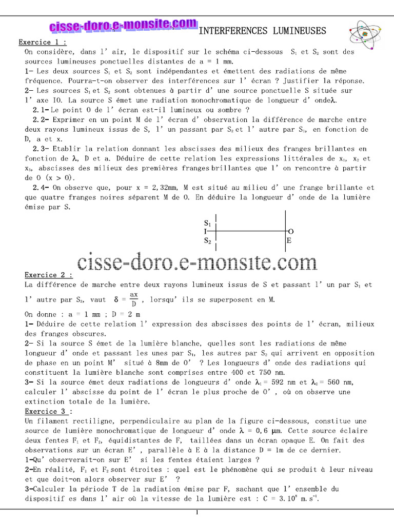 Interferences Lumineuses | PDF