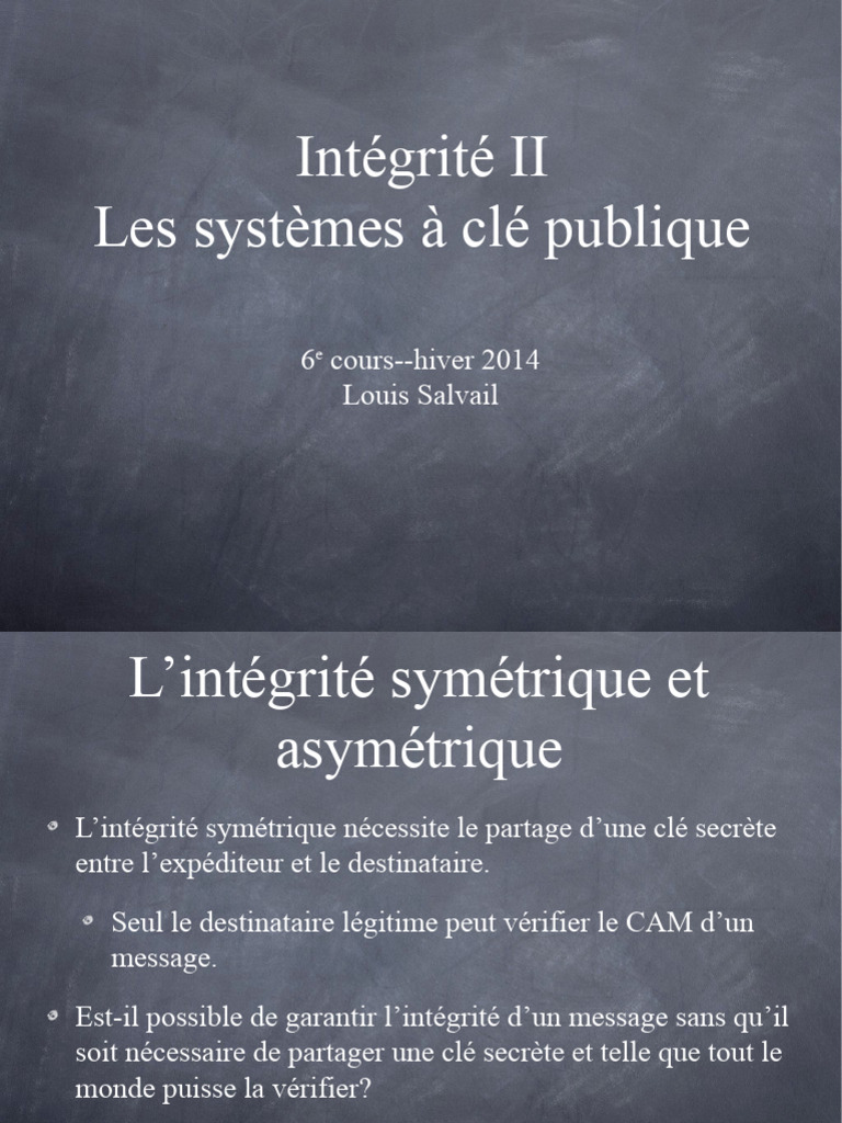 Securite6 2014ppt | PDF | Public-key cryptography | Cryptage