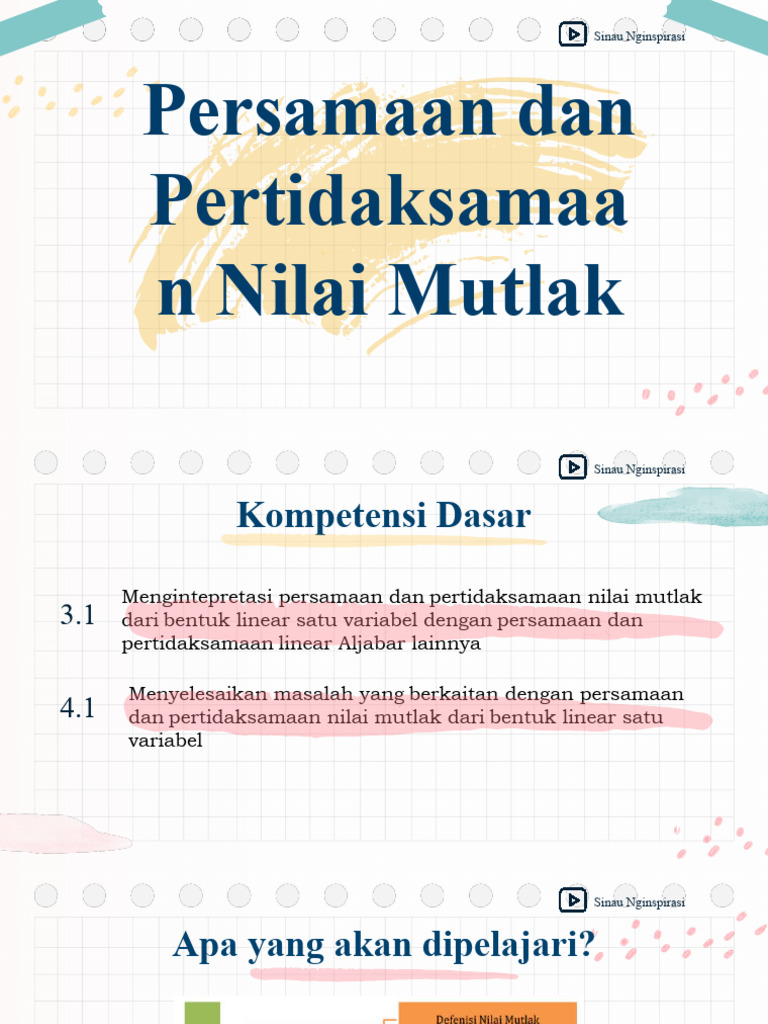 Persamaan Dan Pertidaksamaan Nilai Mutlak | PDF