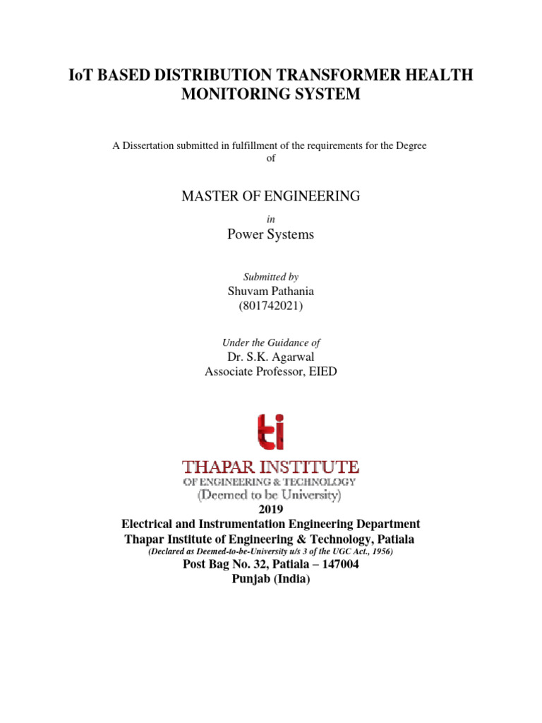Iot Based Distribution Transformer Health Monitoring System: Master of ...