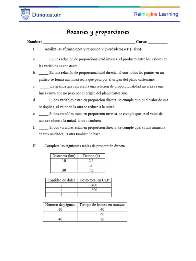 Guía razones y proporciones | PDF