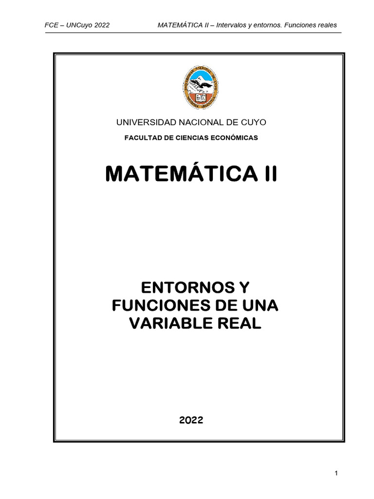 Tema 1 - Entornos y Funciones de Variable Real-2022 | PDF | Intervalo (Matemáticas) | Matemáticas