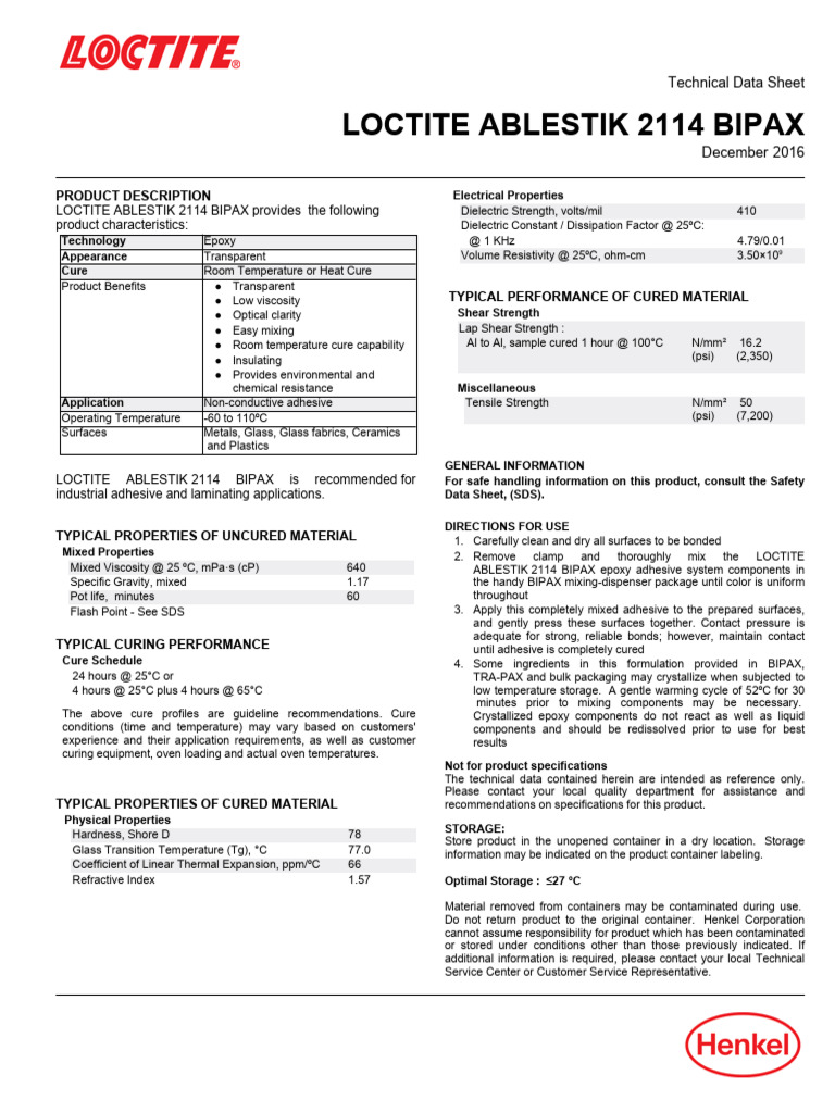 Ablestik 2114 BiPax-EN-1761143 | PDF | Adhesive | Epoxy