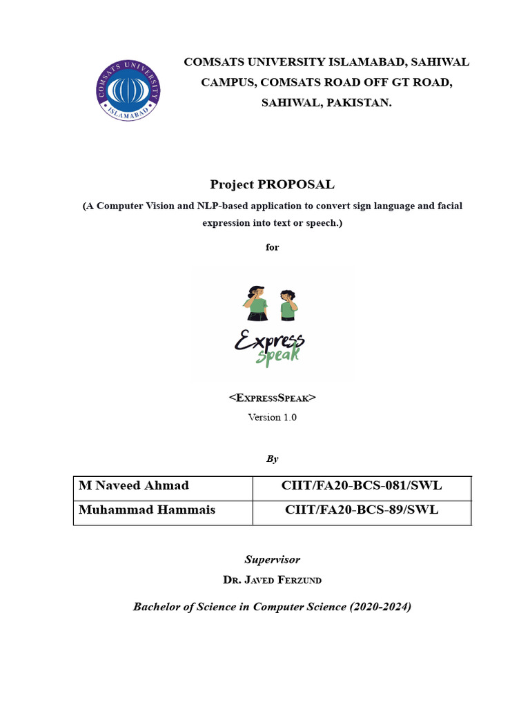 ExpressSpeak FA20-BCS-081-89-1 | PDF | Sign Language | Usability ExpressSpeak FA20-BCS-081-89-1 | PDF | Sign Language | Usability