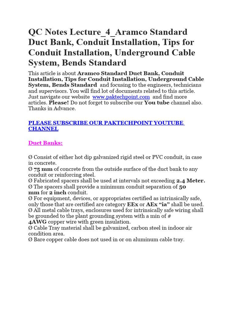Duct Bank Information | PDF | Pipe (Fluid Conveyance) | Electrical Wiring