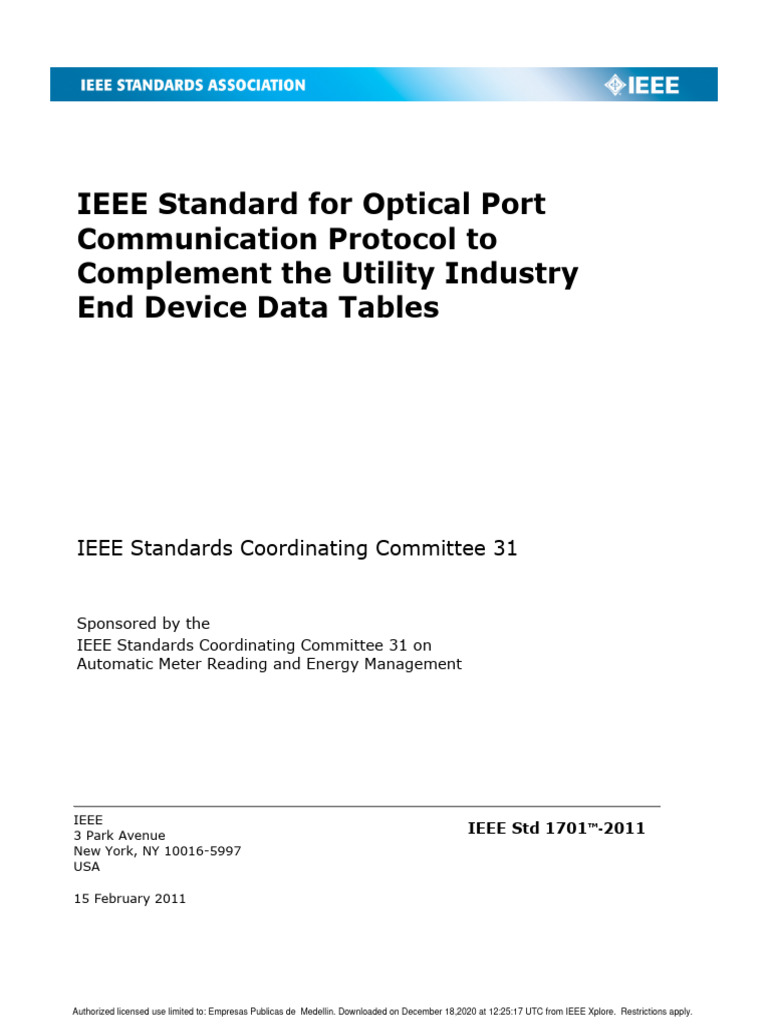 IEEE Standard For Optical Port Communication Protocol To Complement The ...