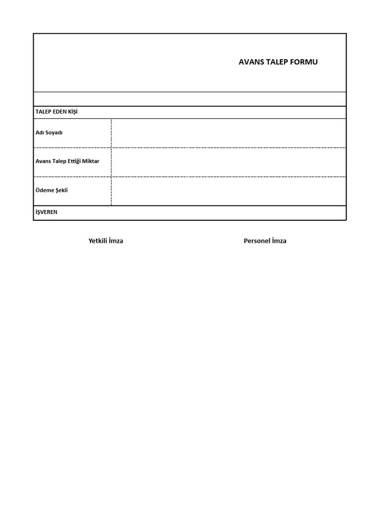 Avans Talep Formu | PDF