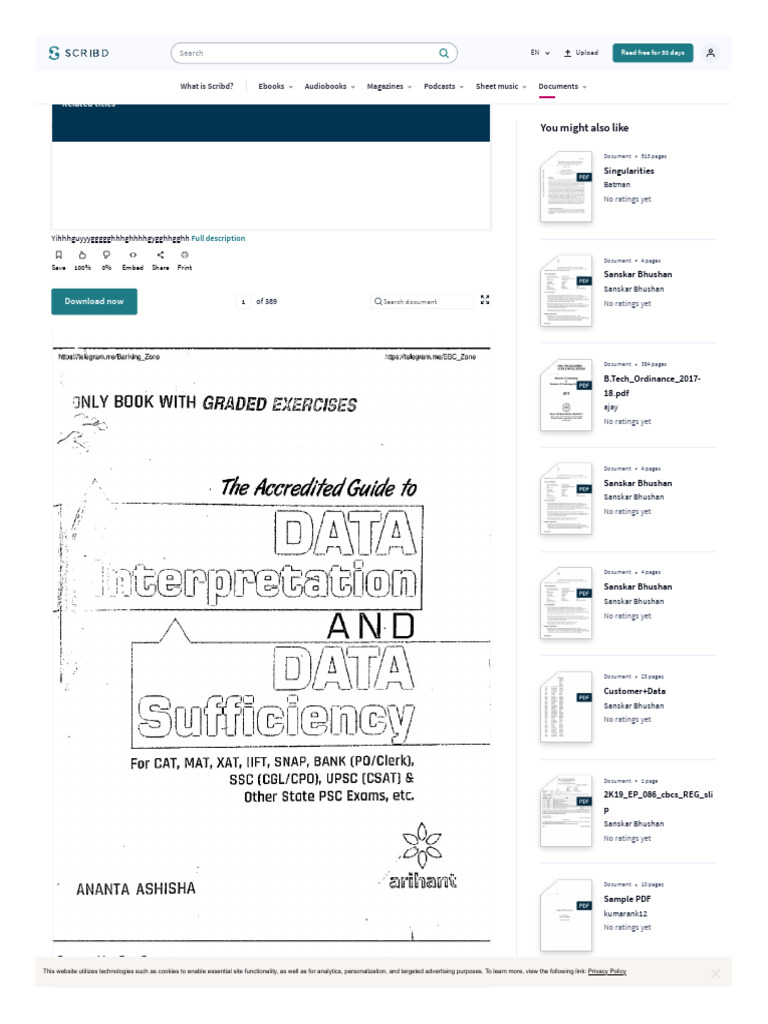 WWW Scribd Com Document 453048612 Data Interpretation For CAT by Arihant Publication PDFDrive ...