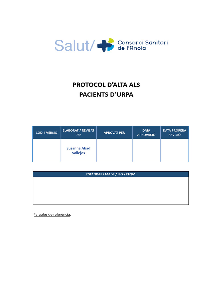 Protocol D'alta Als Pacients d'URPA | PDF
