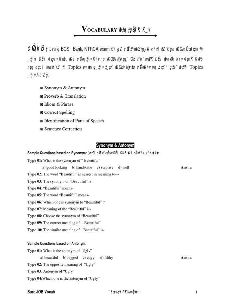 Sure JOB Vocab 1 | PDF | Adverb | Verb