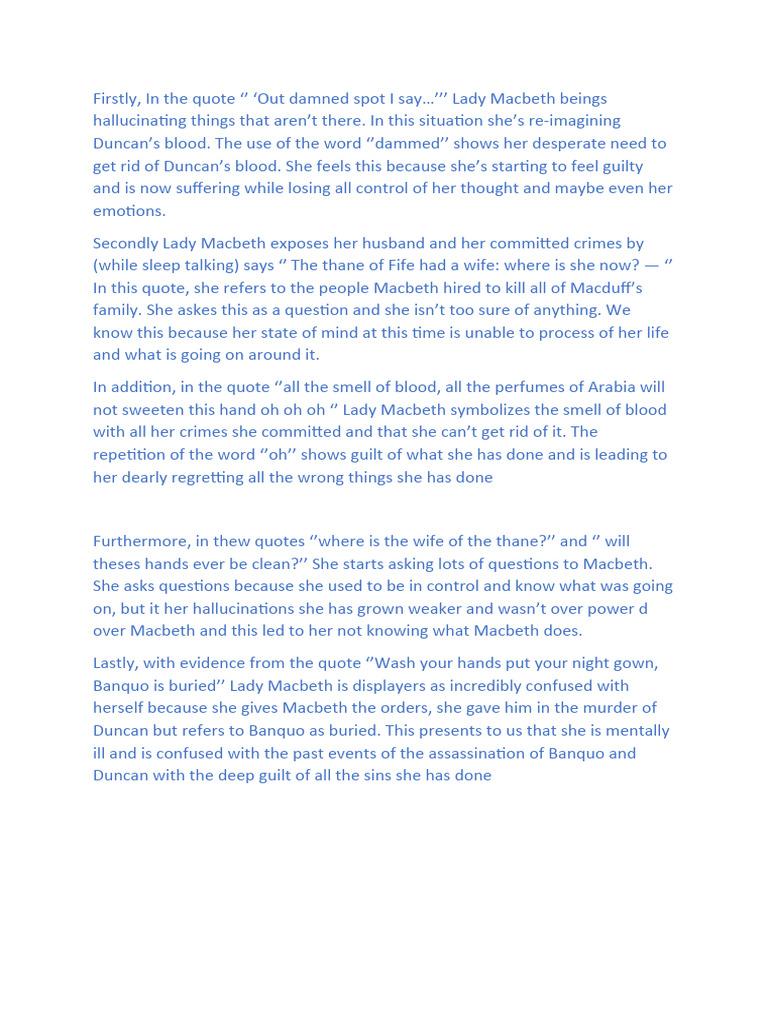 Macbeth Act 5 Scene 5 PEE Paragraphs (Soft Copy) | PDF