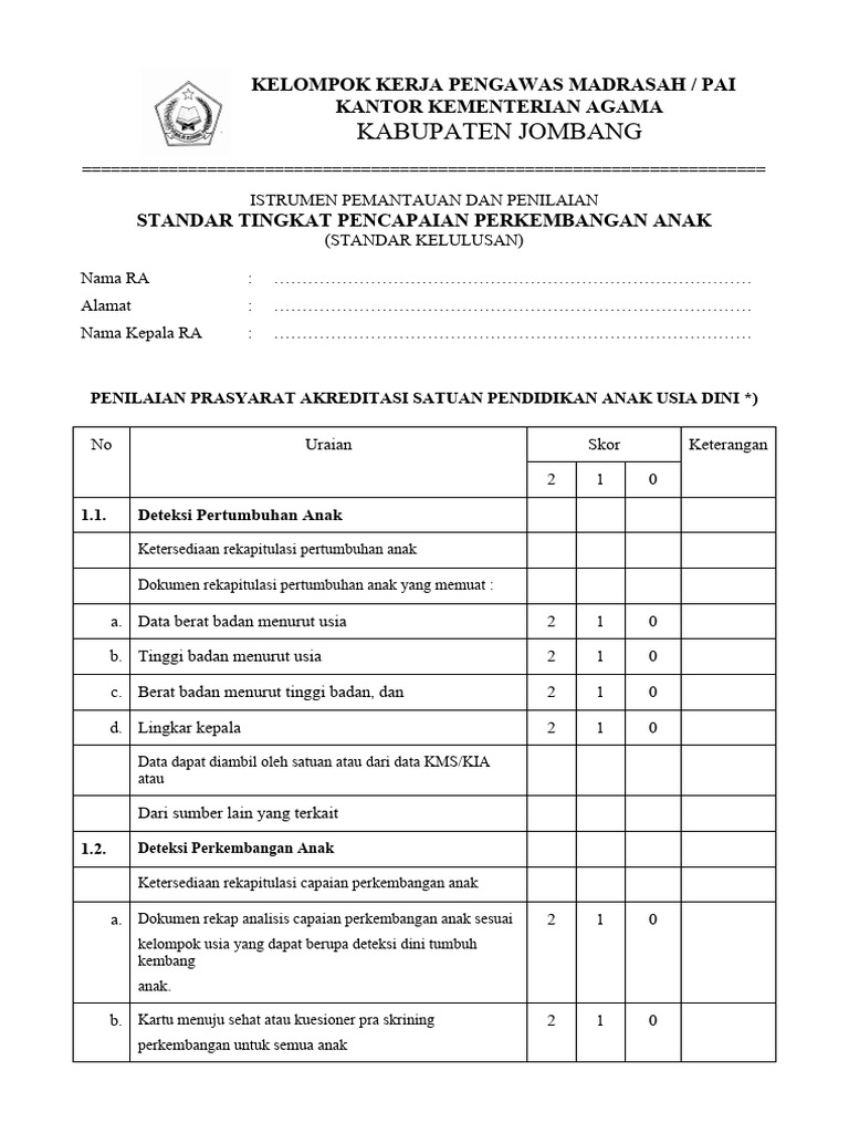 Standar Perkembangan SKL RA 2021 | PDF | Karier & Perkembangan | Kesehatan Holistik