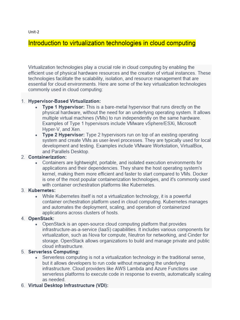 Unit 2cc | PDF | Cloud Computing | Virtualization