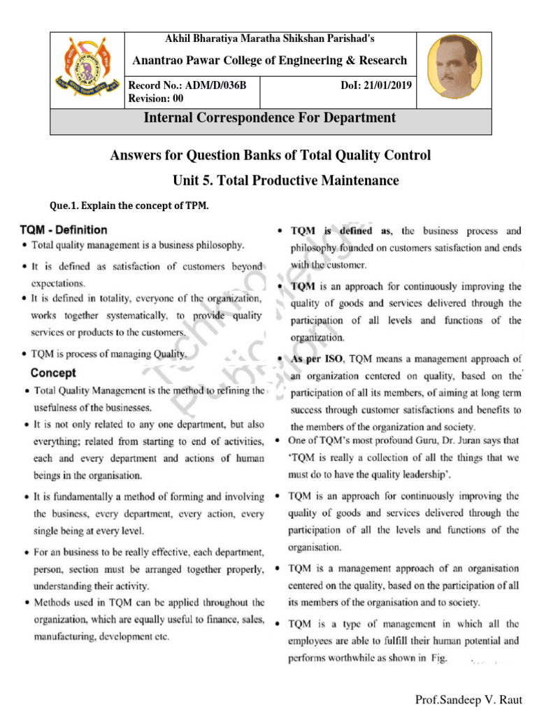 Unit 5 Total Productive Maintainance | PDF | Economies | Engineering