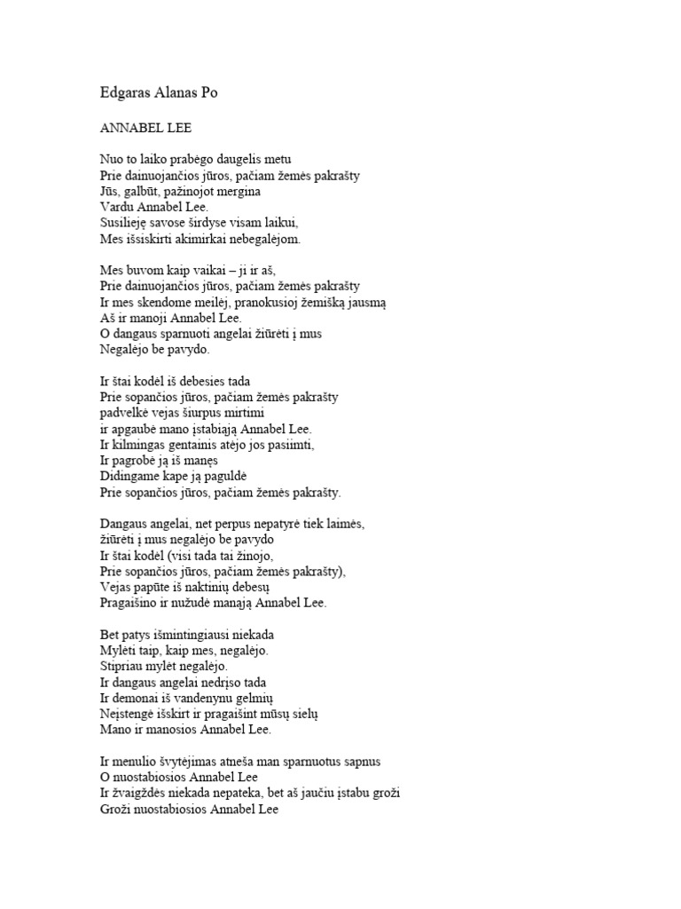 Annabel Lee Lithuanian Edition - Poe Edgar Allan | PDF