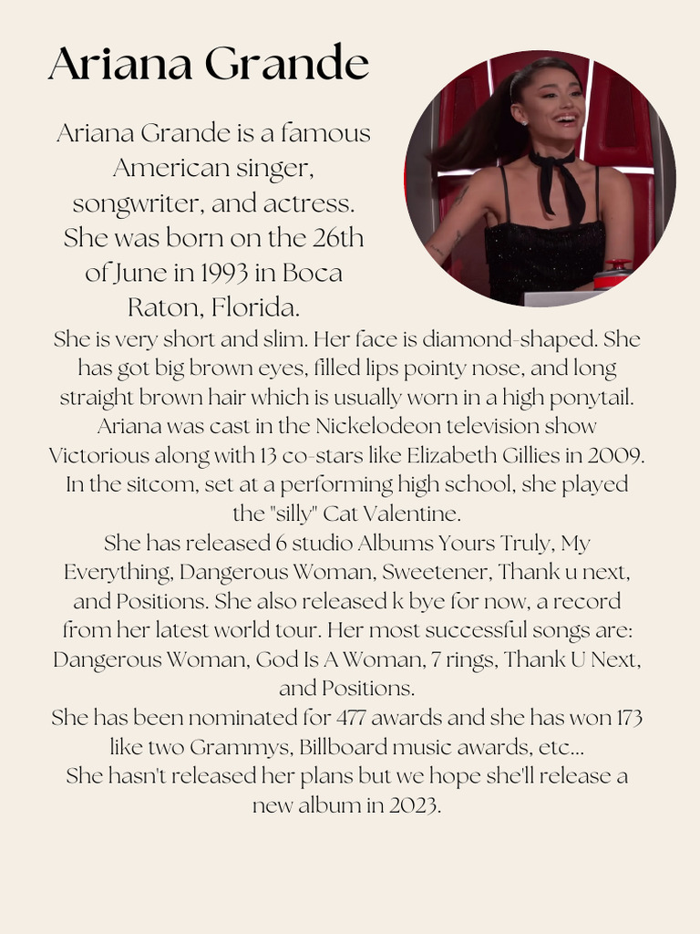 Ariana Grande: Biography and Achievements | PDF