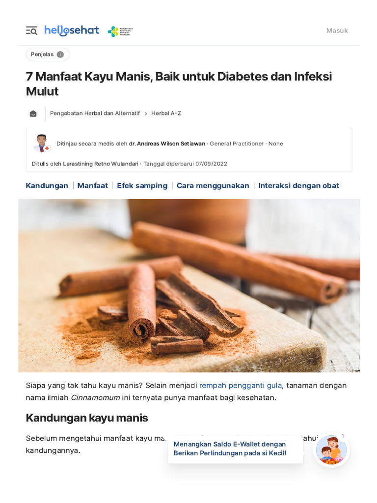 7 Manfaat Kayu Manis, Baik Untuk Diabetes Dan Infeksi Mulut - Kegunaan ...