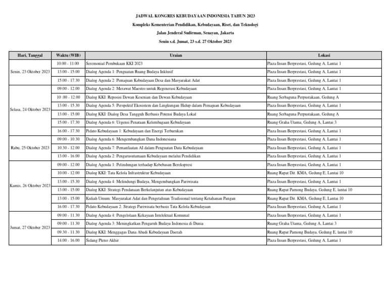 JADWAL KKI 2023 (Final) | PDF