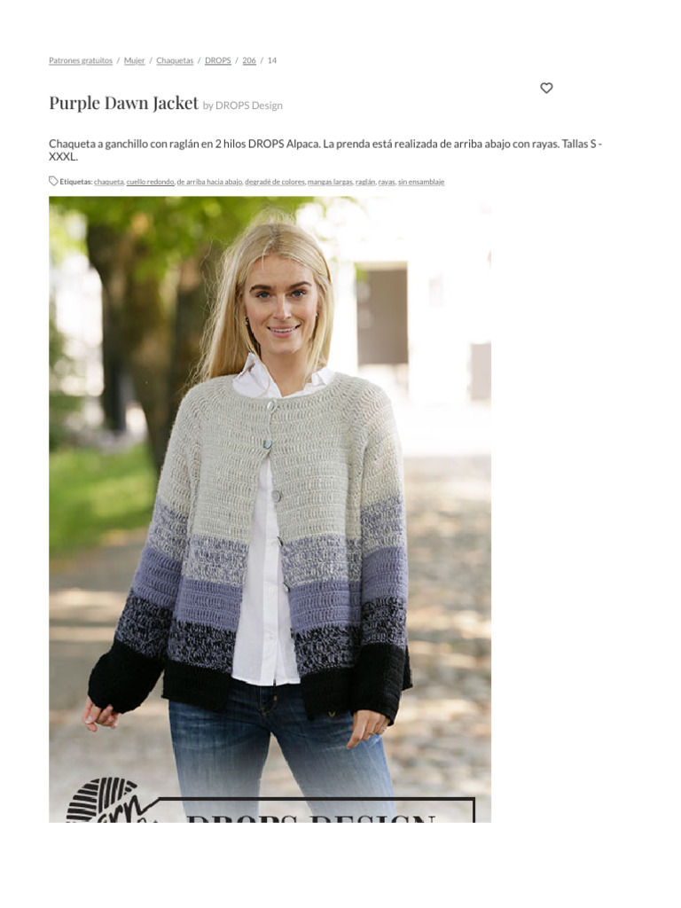 Purple Dawn Jacket - DROPS 206-14 - Patrones de Ganchillo Gratuitos Por DROPS Design | PDF ...