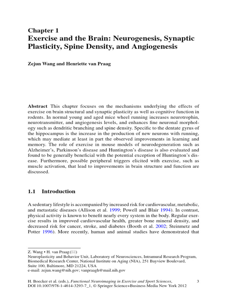Wang and Van Praag 2012 Exercise and The Brain Neurogenesis Synaptic ...