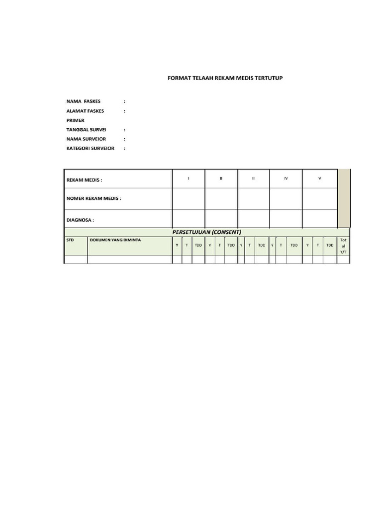 Template FORMAT TELAAH REKAM MEDIS AKRED 231016 222547 | PDF
