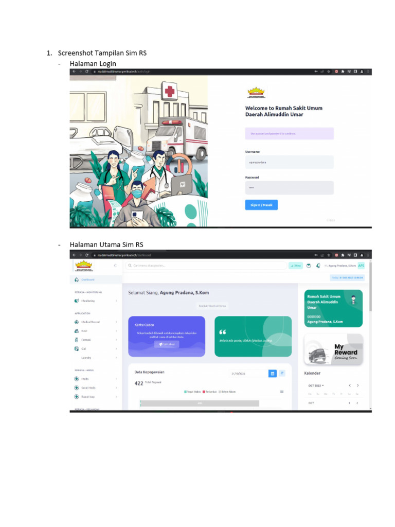 Screenshot Tampilan Sim RS | PDF