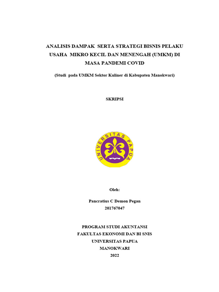Analisis Dampak Serta Strategi Bisnis Pelaku Usaha Mikro Kecil Dan Menengah (Umkm) Di Masa ...